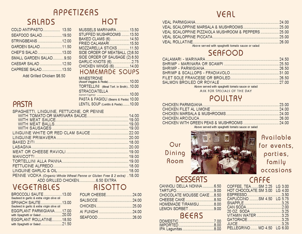 Take-Out/Front Menu - Delizia 92